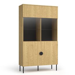 VITRINE Brunelli 2T Eiche Baltic 106,6/187,6/40 cm &ndash; mit gro&szlig;er Kapazit&auml;t und Glast&uuml;ren