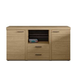 SIDEBOARD Spacoro 2F2S Ge&ouml;lte Eiche Matt 156,4/82/40,3 cm &ndash; Schubladenschrank Kommode Modern