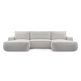 WOHNLANDSCHAFT Ablia Hellgrau 364/168/87 cm mit Schlaffunktion