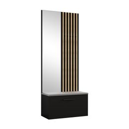 GARDEROBENSCHRANK Rosanno II Schwarz 80,6/204/40 cm &ndash; Modern, mit Spiegel und Kleiderhaken