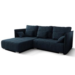 ECKSOFA L Form Florinna Blau 245/182/87 cm mit Schlaffunktion