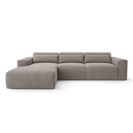 ECKSOFA L Form Ruyam Hellbraun 310/165/78 cm &ndash; Schlaffunktion Links