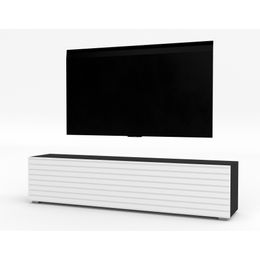 LOWBOARD ZIVOLLI 160 Schwarz, Wei&szlig;e Lamellen 160/36,5/40 cm &ndash; H&auml;ngend und Stehend