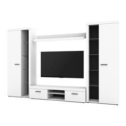 WOHNWAND Spacoro XL Wei&szlig; 300/190/40 cm Viel Stauraum ohne LED