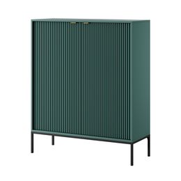 SIDEBOARD Eternas 2T Gr&uuml;n 104/125/39 cm &ndash; schwarze F&uuml;&szlig;e, mit geriffelten Fronten