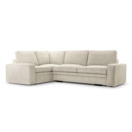 ECKSOFA L Form Treville Beige 296/196/94 cm &ndash; Links, mit Bettkasten und Schlaffunktion
