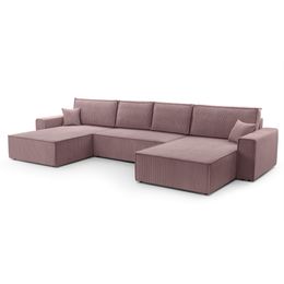 WOHNLANDSCHAFT Cedria Lavendel 389/145/85 cm mit Schlaffunktion