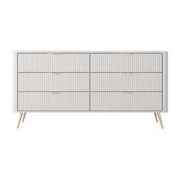 SIDEBOARD Vespasia 6S Beige 163,2/81,2/38 cm &ndash; Geriffelten Fronten