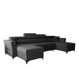 WOHNLANDSCHAFT Ribella Anthrazit 345/180/100 cm mit Schlaffunktion