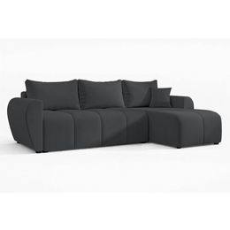 ECKSOFA L Form Malatya Dunkelgrau 246/145/80 cm stilvolle mit Schlaffunktion R