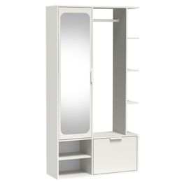 GARDEROBENSCHRANK Nemrut Wei&szlig; 100/189/33 cm &ndash; Modern, mit Spiegel und viel Stauraum