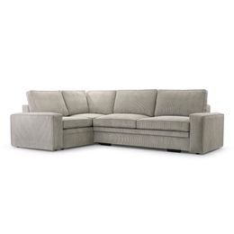 ECKSOFA L Form Treville Hellgrau 296/196/94 cm &ndash; Links, mit Bettkasten und Schlaffunktion