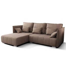 ECKSOFA L Form Florinna Hellbraun 245/182/87 cm mit Schlaffunktion