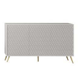 SIDEBOARD Delvine 3T Wei&szlig; 154/78/38 cm &ndash; mit schwarzen Beinen und 3 verzierten T&uuml;ren