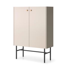 HIGHBOARD Dinley 2T Beige 93,2/131,7/39 cm &ndash; mit schwarzen Beinen im minimalistischen Design