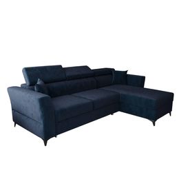 ECKSOFA L Form Ribella Blau 265/180/100 cm Rechts mit Schlaffunktion