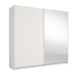 SCHWEBET&Uuml;RENSCHRANK Lunoria 221 cm Wei&szlig; mit Spiegel - 221/207/60 cm