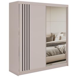 SCHWEBET&Uuml;RENSCHRANK mit Lamellen und Spiegel DIANA - 200 - Kaschmir und Schwarz