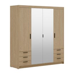 KLEIDERSCHRANK Storicos Ge&ouml;lte Eiche 176,3/190,5/53 cm - 4T6S Modern mit Schubladen und Spiegel