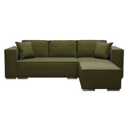 ECKSOFA L Form Vinoria Gr&uuml;n 255/180/82 cm Rechts mit Schlaffunktion