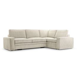 ECKSOFA L Form Treville Beige 296/196/94 cm &ndash; Rechts, mit Bettkasten und Schlaffunktion