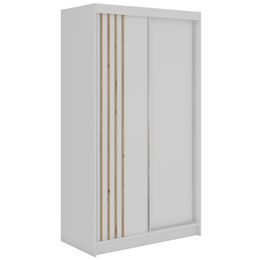 SCHWEBET&Uuml;RENSCHRANK mit Lamellen und Spiegel DIANA - 120 - Wei&szlig; und Eiche Artisan