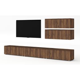 WOHNWAND Loriano V Nussbaum Warmia 300/104,5/32 cm &ndash; H&auml;ngend und Stehend