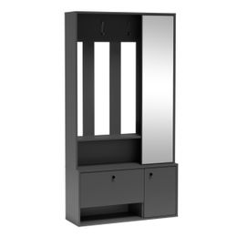 GARDEROBENSCHRANK Tokessa Graphit 100/191/33 cm - Modern mit Spiegel und Schuhschrank