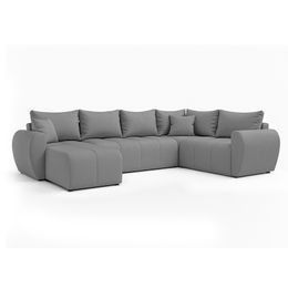 WOHNLANDSCHAFT Malatya U Form MAX Hellgrau 311/145/80 cm mit Schlaffunktion