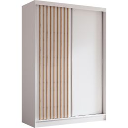 SCHWEBET&Uuml;RENSCHRANK Cabinio Wei&szlig; Eiche Artisan 150/216/61 cm &ndash; Modern, mit Lamellen