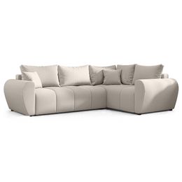 ECKSOFA L Form Malatya MAX Beige 246/145/80 cm stilvolle mit Schlaffunktion R