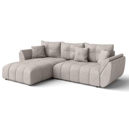 ECKSOFA L Form Verciani Beige 280/190/91 cm mit Schlaffunktion