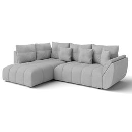 ECKSOFA L Form Corleone Hellgrau 268/192/96 cm mit Schlaffunktion