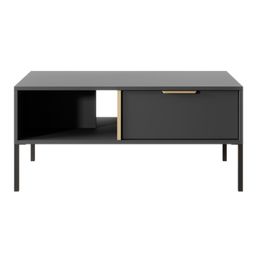 COUCHTISCH Catanian 1S Grau 96,9/44,4/60 cm &ndash; mit goldenen Griffen und schwarzen Beinen