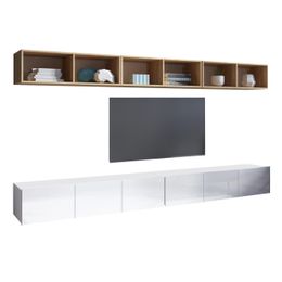 WOHNWAND Kossana 33 Modern Goldene Eiche/Wei&szlig; 300/68/43 cm Modern Style