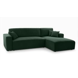 ECKSOFA L Form Catea Dunkelgr&uuml;n 279/145/84 cm Rechts mit Schlaffunktion