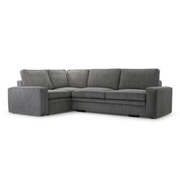 ECKSOFA L Form Treville DunkelGrau 296/196/94 cm &ndash; Links, mit Bettkasten und Schlaffunktion