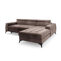 ECKSOFA L Form Arkucio Mini Braun 260/200/95 cm Rechts mit Schlaffunktion