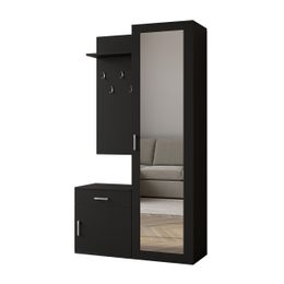GARDEROBENSCHRANK Magnola Schwarz 100/180,5/35 cm &ndash; Modern, mit Spiegel und viel Stauraum