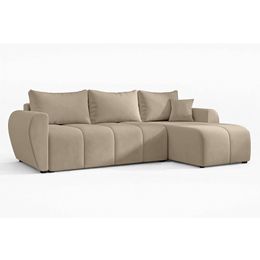 ECKSOFA L Form Malatya Hellbraun 246/145/80 cm stilvolle mit Schlaffunktion R