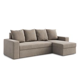 ECKSOFA L Form Climpy Hellbraun 242/145/98 cm &ndash; mit Schlaffunktion und Bettkasten