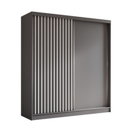 SCHWEBET&Uuml;RENSCHRANK Cabinio Grau Wei&szlig; 200/216/61 cm &ndash; Modern, mit Lamellen