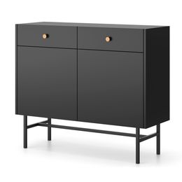SIDEBOARD Dinley 2T 2S Schwarz 104,4/89,4/39 cm &ndash; mit schwarzen Beinen im minimalistischen Design