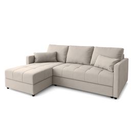 ECKSOFA L Form Dolceo Beige 226/140/78 cm &ndash; Schlaffunktion Universell Links Rechts