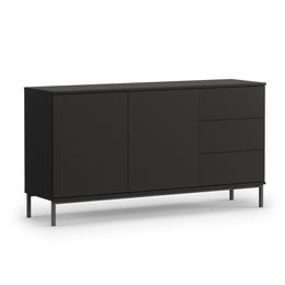 SIDEBOARD Queba 2T 3S Schwarz 150/80/41 cm &ndash; mit Schubladen und viel Stauraum