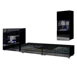 WOHNWAND Kossana 17 Modern Schwarz 300/155/43 cm Modern Style