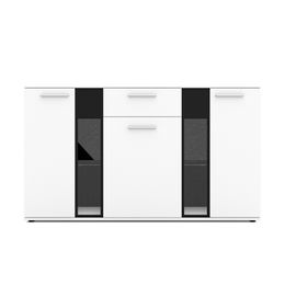 SIDEBOARD Formilo Wei&szlig; Matt 140,4/80/40,2 cm &ndash; Kommode mit Schublade