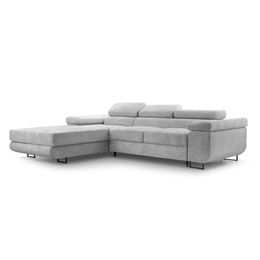 ECKSOFA L Form Arborio Hellgrau 280/203/90 cm Links mit Schlaffunktion