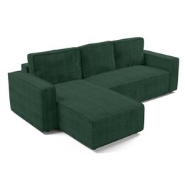 ECKSOFA L Form Aydin Gr&uuml;n 258/169/85 cm Cord Universal mit Schlaffunktion