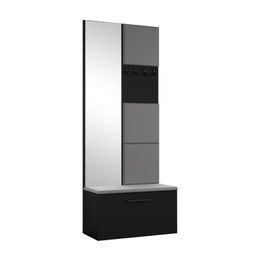 GARDEROBENSCHRANK Rosanno III Schwarz 80,6/204/40 cm &ndash; Modern, mit Spiegel und Kleiderhaken